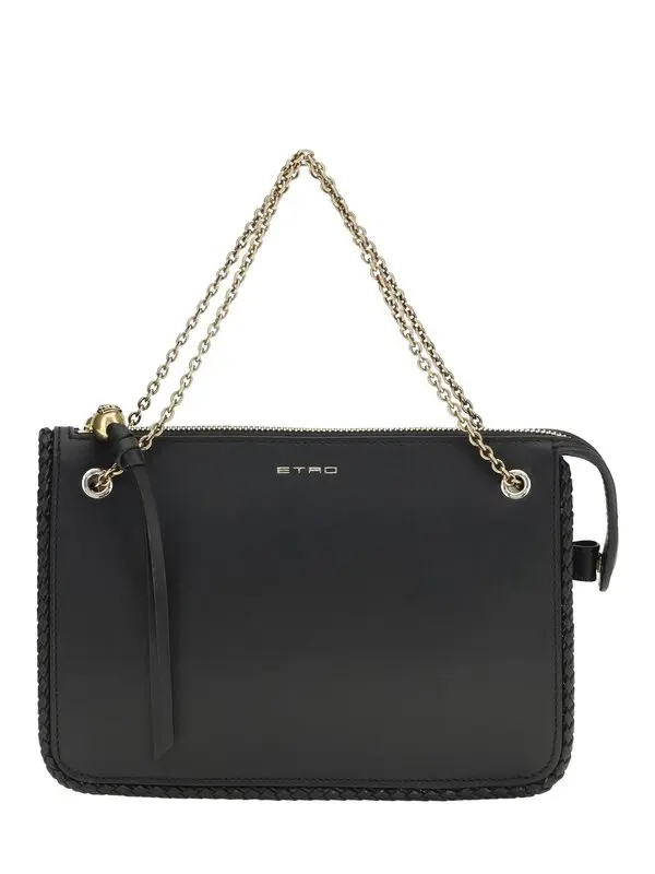 Etro Leather Crossbody Clutch - Black