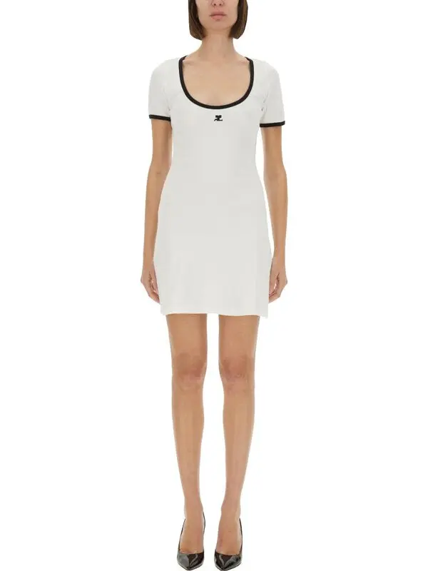 COURREGES Contrast Mini Dress - White