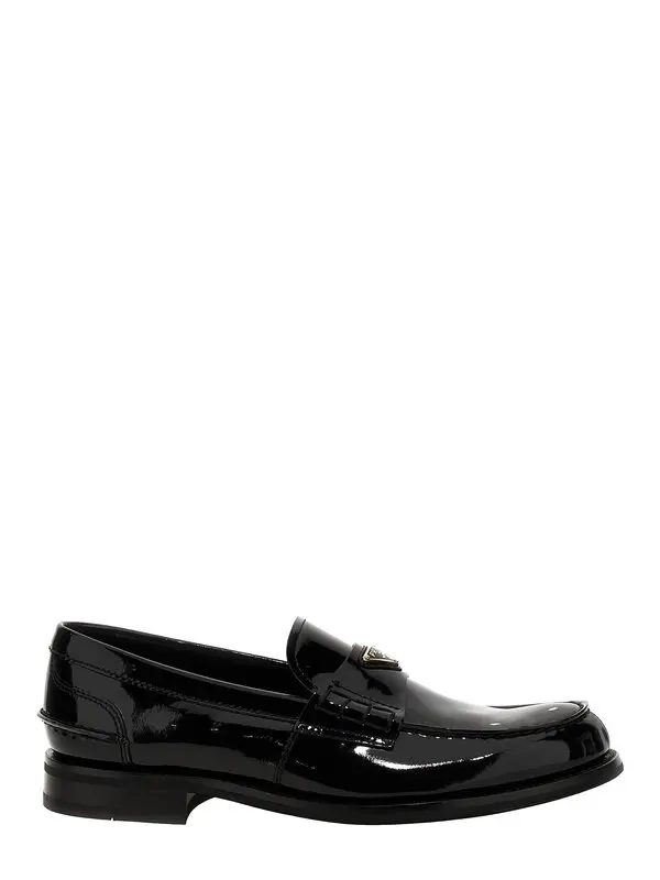 Prada Logo Patent Leather Loafer - Black