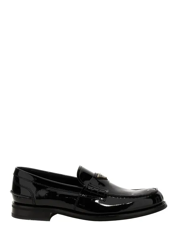 Prada Logo Patent Leather Loafer - Black