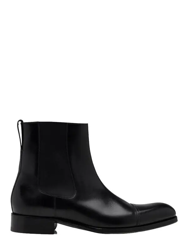 TOM FORD Burnished Leather Edgar Chelsea Boot - Black