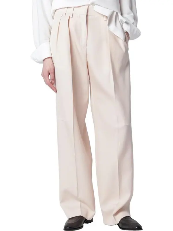 JIL SANDER Wool Gabardine Trousers - Cream
