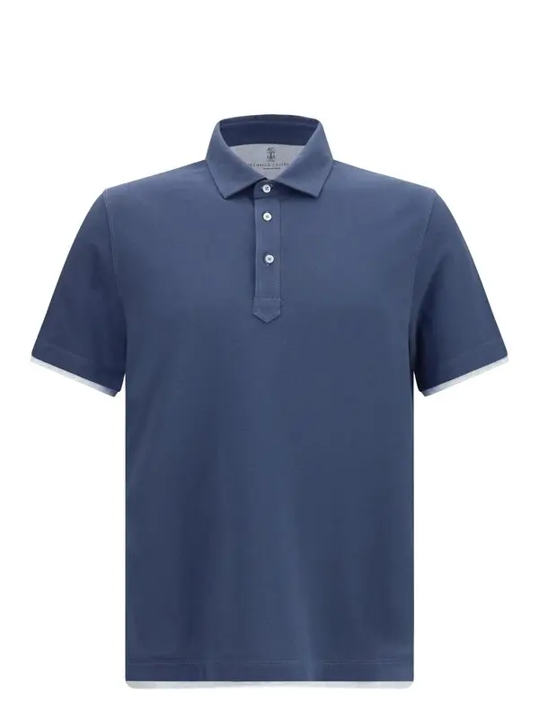 Brunello Cucinelli Short-sleeve Cotton Polo Shirt - Blue