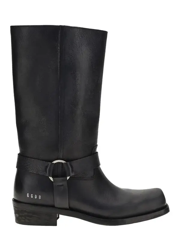 GOLDEN GOOSE Leather Biker Boots - Black