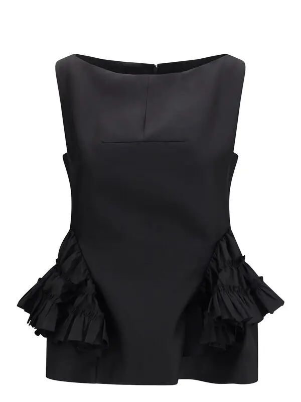 Dries Van Noten Ruffled Peplum Top - Black