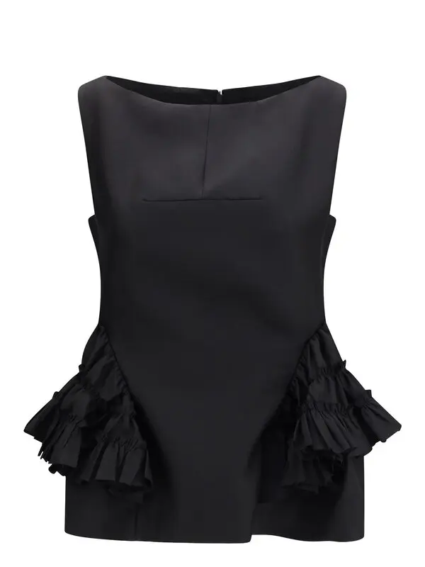 Dries Van Noten Ruffled Peplum Top - Black