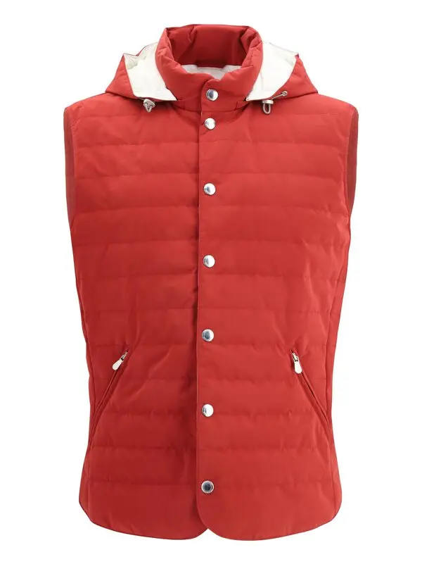 Brunello Cucinelli Quilted Puffer Vest - Red