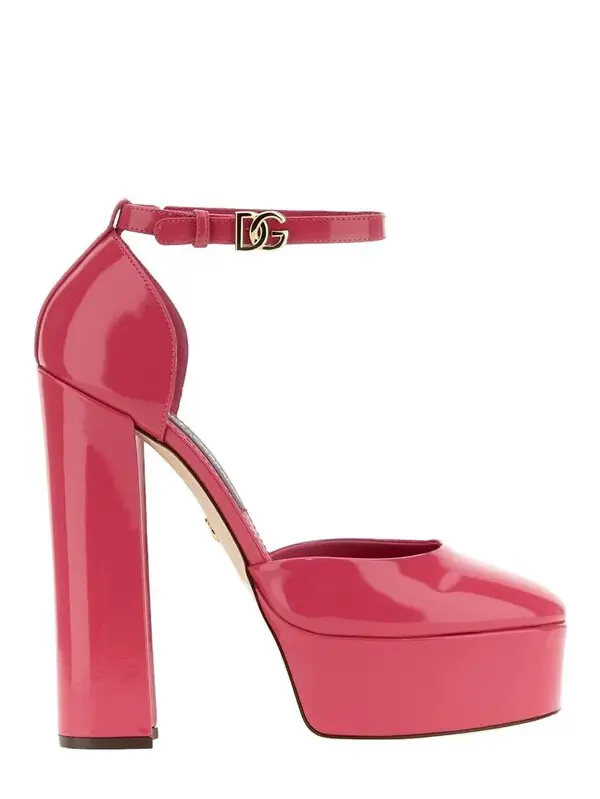 Dolce & Gabbana Glossy Leather Platform Pumps - Pink