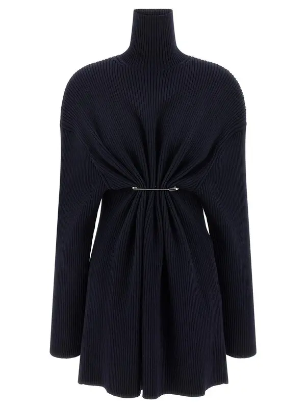 Balenciaga Pinched Ribbed Knit Mini Dress - Blue
