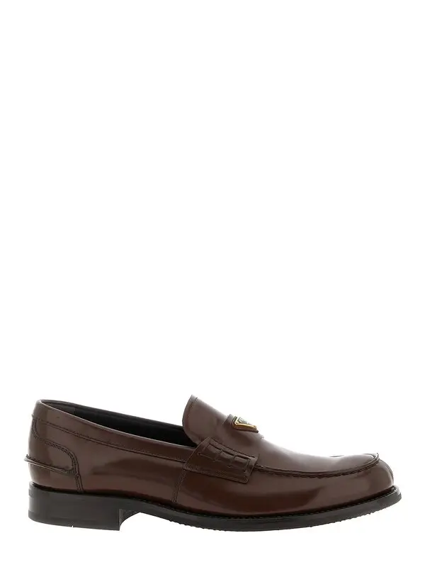 Prada Logo Loafers - Brown