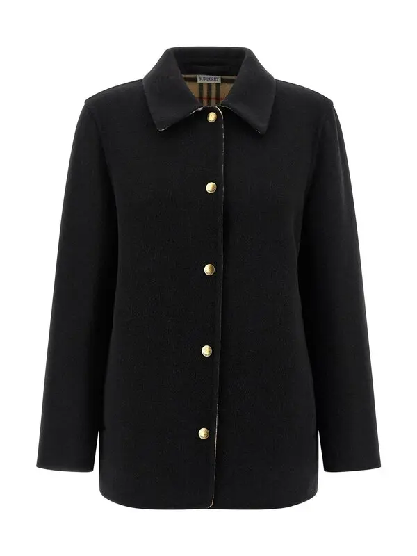 Burberry Check Lining Wool Jacket - Black
