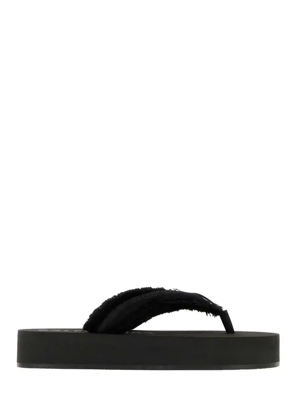 Balenciaga Satin Jet Leg Thong Slippers - Black