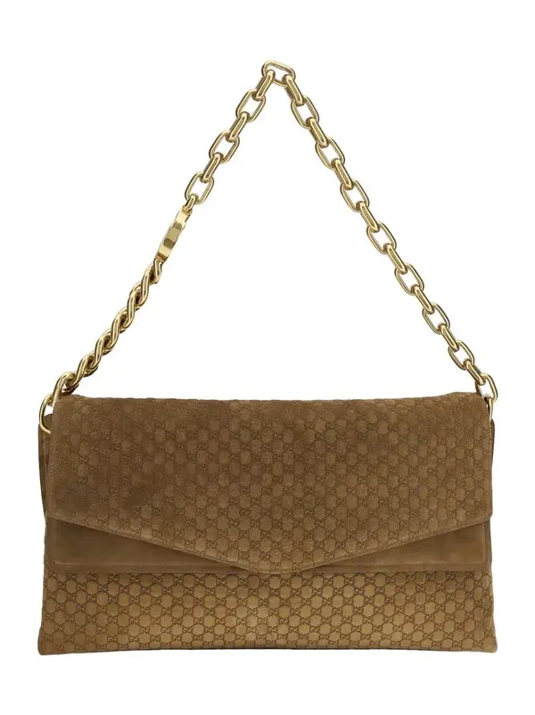 Gucci Large Suede Shoulder Bag - Brown