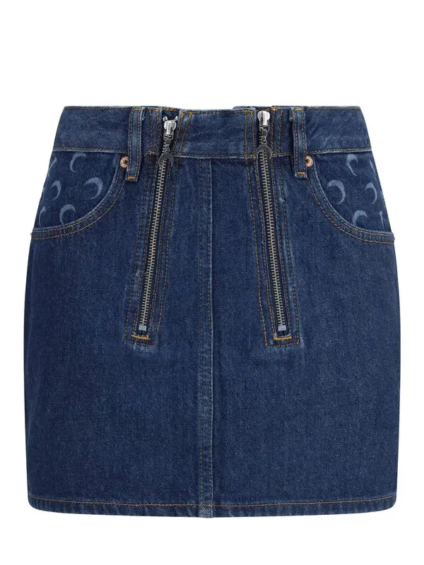 MARINE SERRE Zipped Mini Skirt - Blue