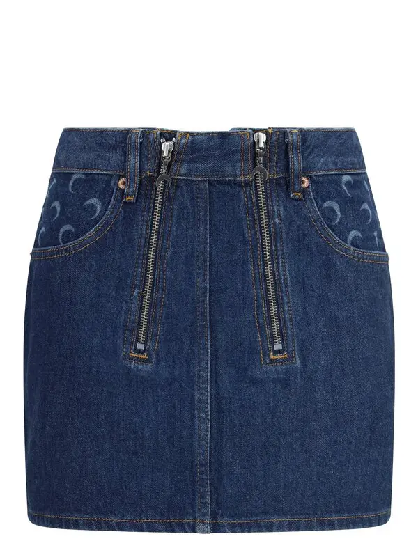 MARINE SERRE Zipped Mini Skirt - Blue