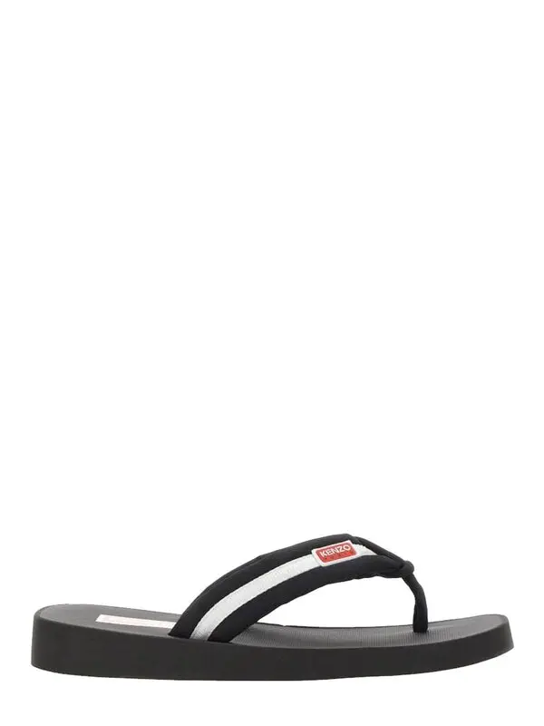 Kenzo Slide Sandal With Logo - Black