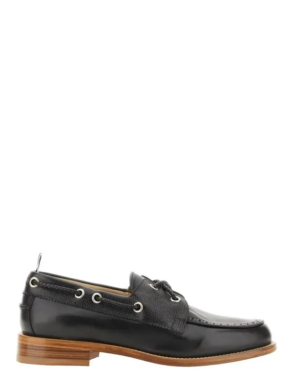 Thom Browne Leather Boat Moccasin - Black