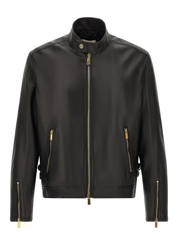 Versace Leather Biker Jacket - Black