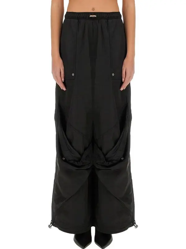 Attico Wide Leg Long Pants - Black