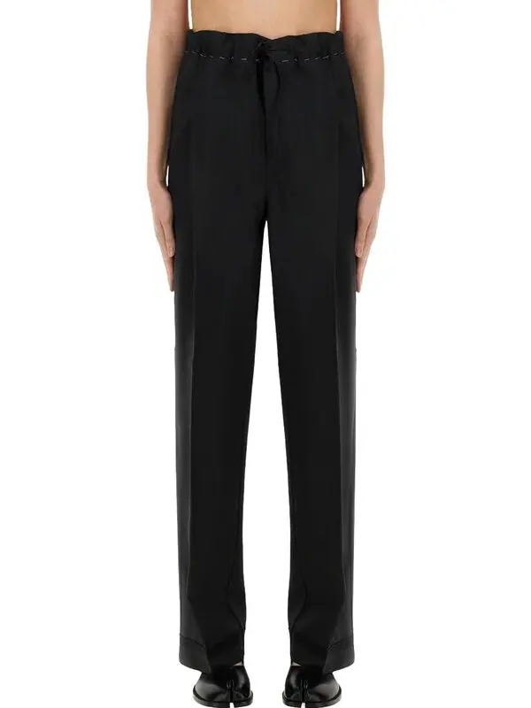 MAISON MARGIELA Wool And Mohair Wide Leg Trousers - Black