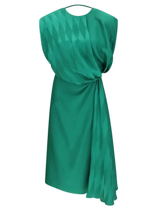 Versace Midi Silk Dress With Twist Detail - Green