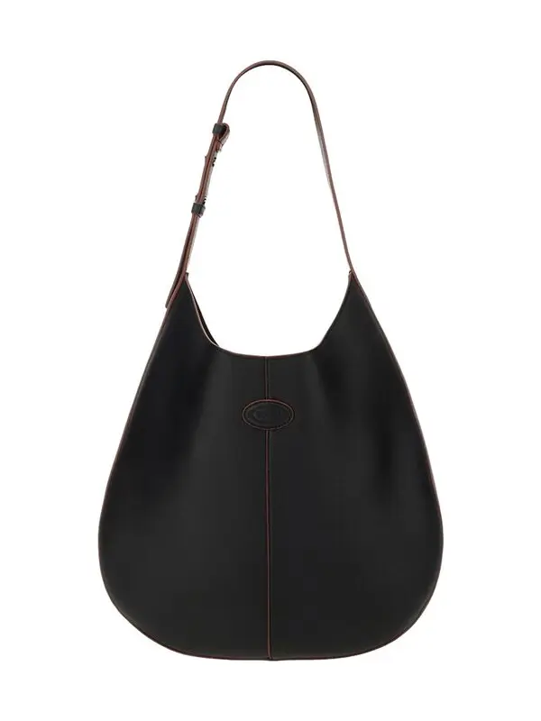 TOD'S Calfskin Hobo Bag - Black