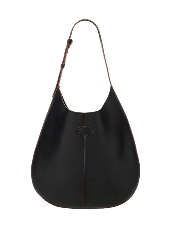 TOD'S Calfskin Hobo Bag - Black