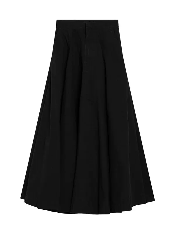 Balenciaga Cotton Ripstop Godet Maxi Skirt - Black