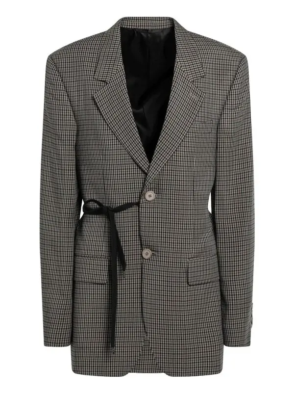 Balenciaga Vichy-pattern Jacket With Side Lace Detail - Green