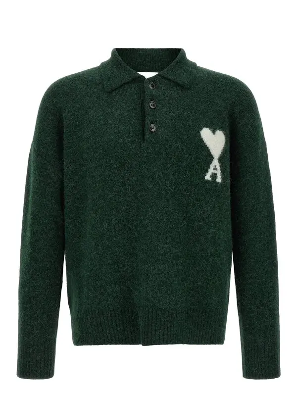 AMI Paris De Coeur' Polo Shirt - Green