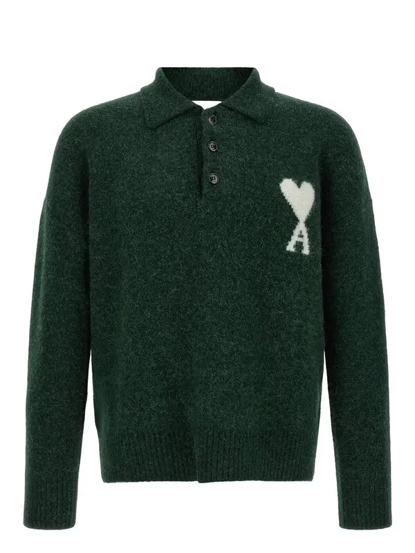 AMI Paris De Coeur' Polo Shirt - Green