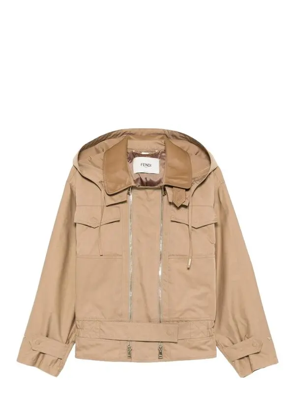 Fendi Hooded Cotton Bomber Jacket - Cream