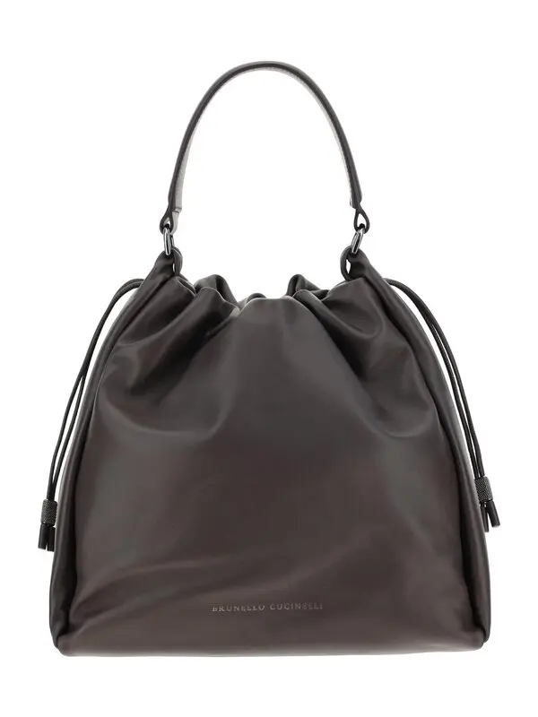 Brunello Cucinelli Leather Shoulder Bag - Brown