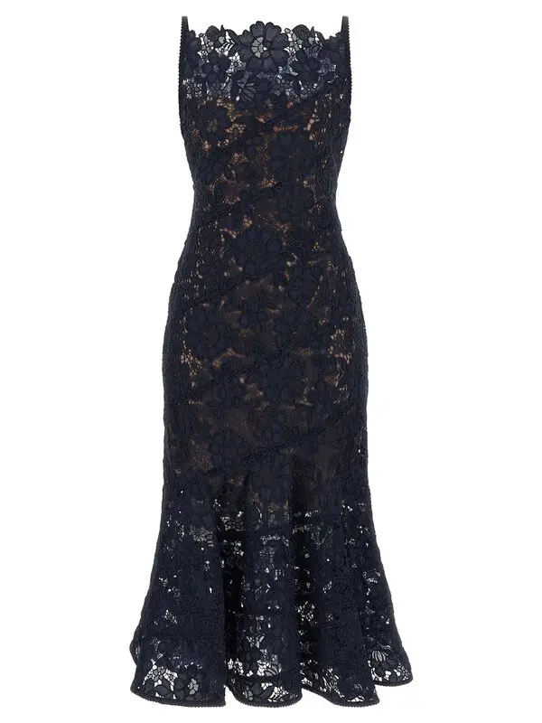 SELF-PORTRAIT Spiral Lace Midi Dress - Blue
