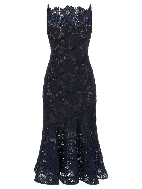 SELF-PORTRAIT Spiral Lace Midi Dress - Blue