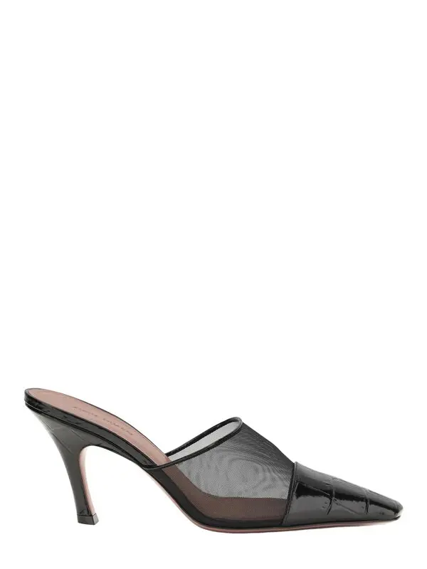 Amina Muaddi Jamie Mesh Mules - Black