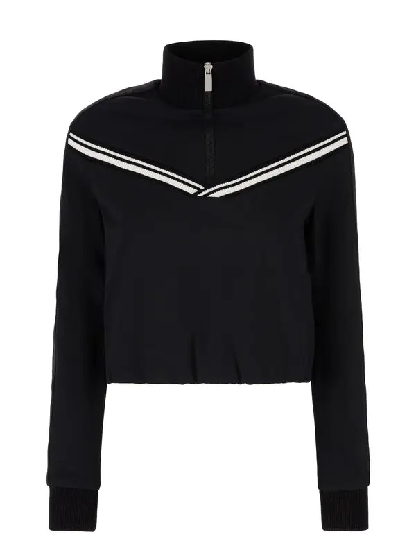 Off-White Striped Half Zip Sweatshirt - Multicolor