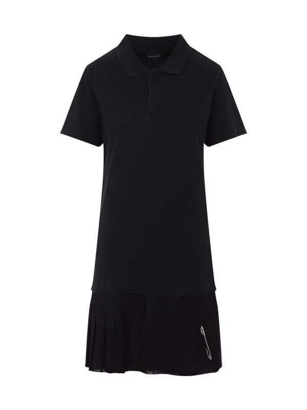 Balenciaga Layered Polo Mini Dress - Black