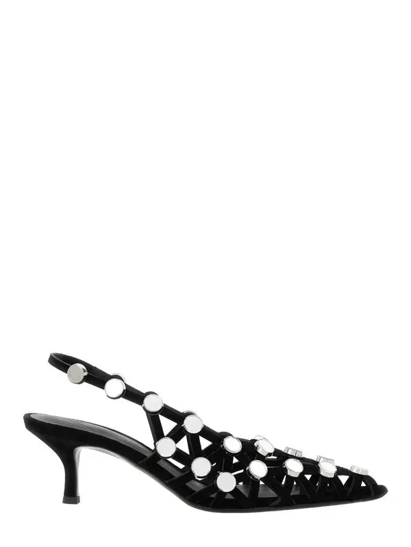 Attico Grid Slingback Shoes - Black