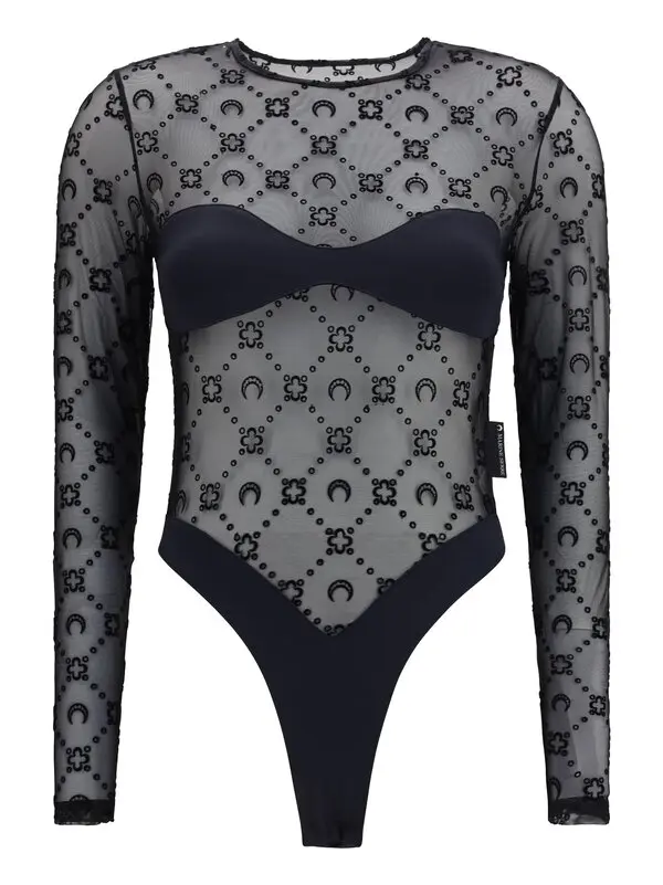 MARINE SERRE Mesh Body With Moon Motif - Black