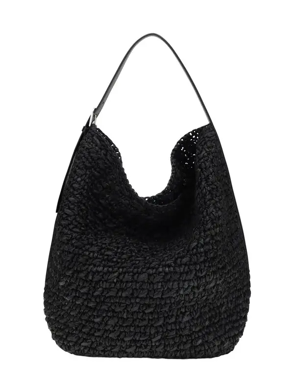 TOTEME Paper Raffia Tote Shoulder Bag - Black