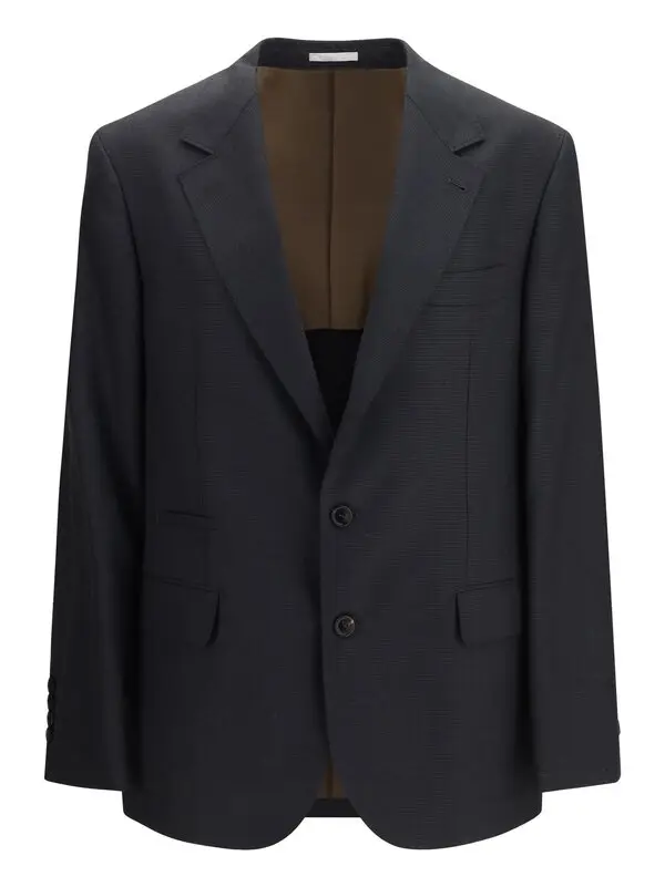 Brunello Cucinelli Wool Houndstooth Jacket - Black