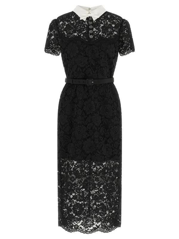 SELF-PORTRAIT Lace Midi Dress - Black