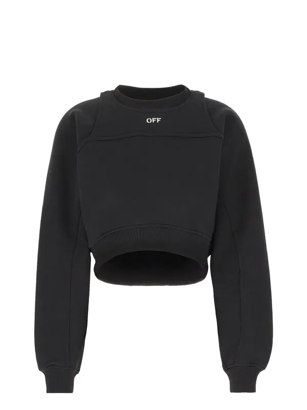 Off-White Cropped Paneled Sweatshirt - Multicolor
