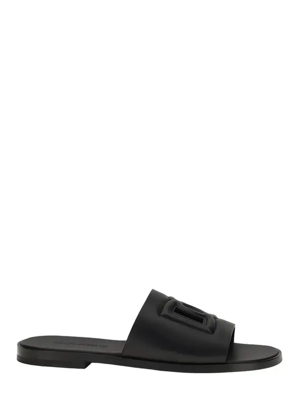 Dolce & Gabbana Embossed Logo Sandals - Black