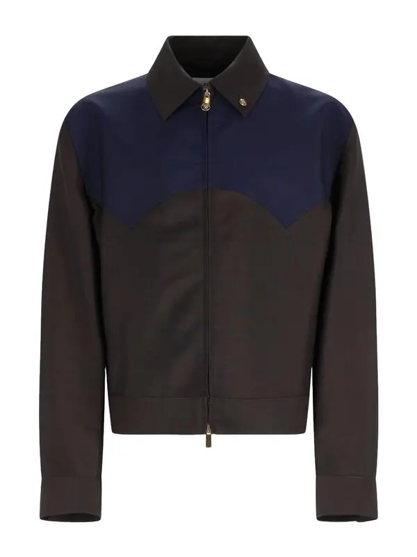 Versace Wool And Mohair Zip Up Jacket - Brown