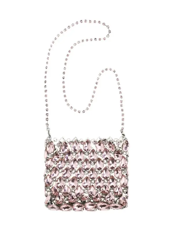 SELF-PORTRAIT Crystal Mesh Pouch - Pink