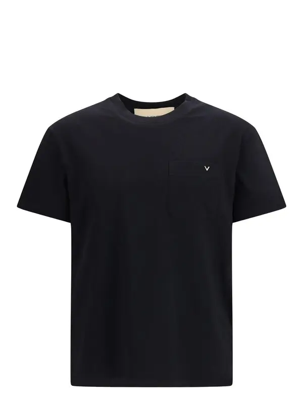 Valentino Garavani Cotton T-shirt With Vgold - Black