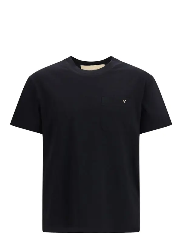 Valentino Garavani Cotton T-shirt With Vgold - Black