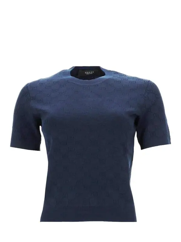 Gucci Viscose Jacquard Gg Top - Blue
